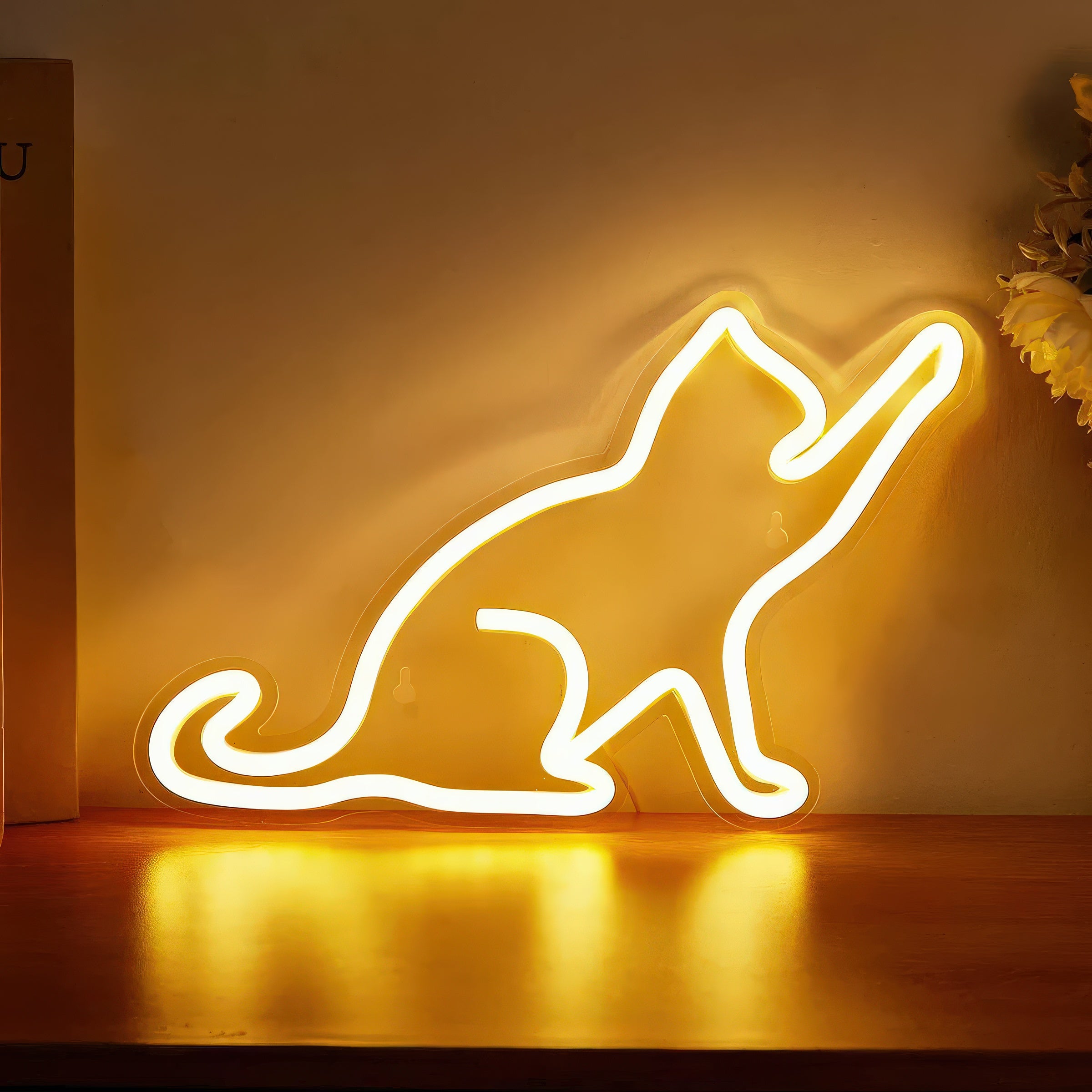 “Meow!” Acrylic Cat Shape LED Neon Light – Petites Paws