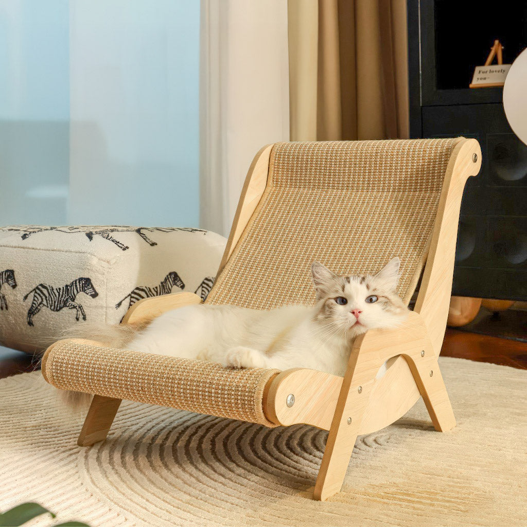 Lush Rest Wooden Cat Lounge Chair Scratcher – Petites Paws